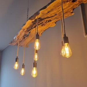 Live Edge Olive Wood Light Fixture for Kitchen Island, Rustic Unique ...