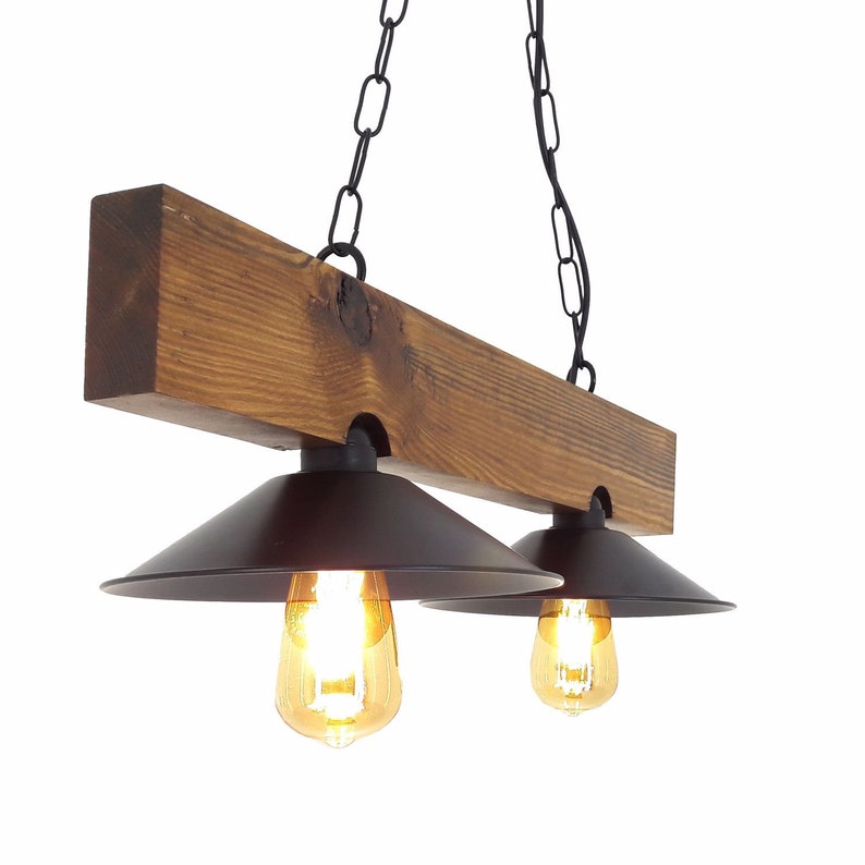 Rustic Wooden Light Fixture for Dining Table, Farmhouse Chandelier for ...