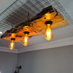 Live Edge Olive Wood Slab Pendant Chandelier, Rustic Lighting Fixture ...