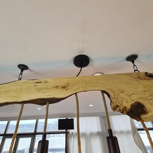 Live Edge Olive Wood Pendant Chandelier for Dining Room, Rustic ...