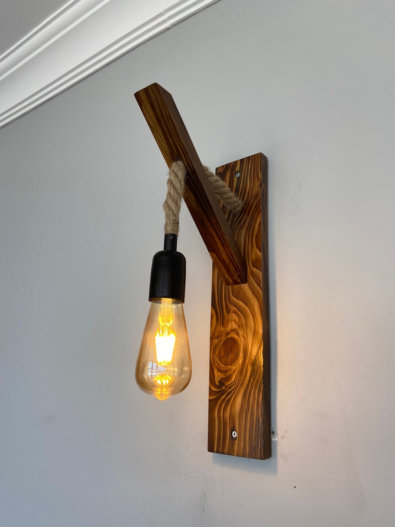 Rustic Wooden Wall Sconce, Farmhouse Wall Lamp for Wall Decor - Etsy