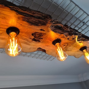 Live Edge Olive Wood Slab Pendant Chandelier, Rustic Lighting Fixture ...