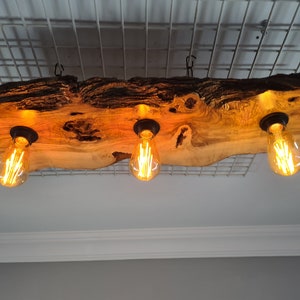 Live Edge Olive Wood Slab Pendant Chandelier, Rustic Lighting Fixture ...