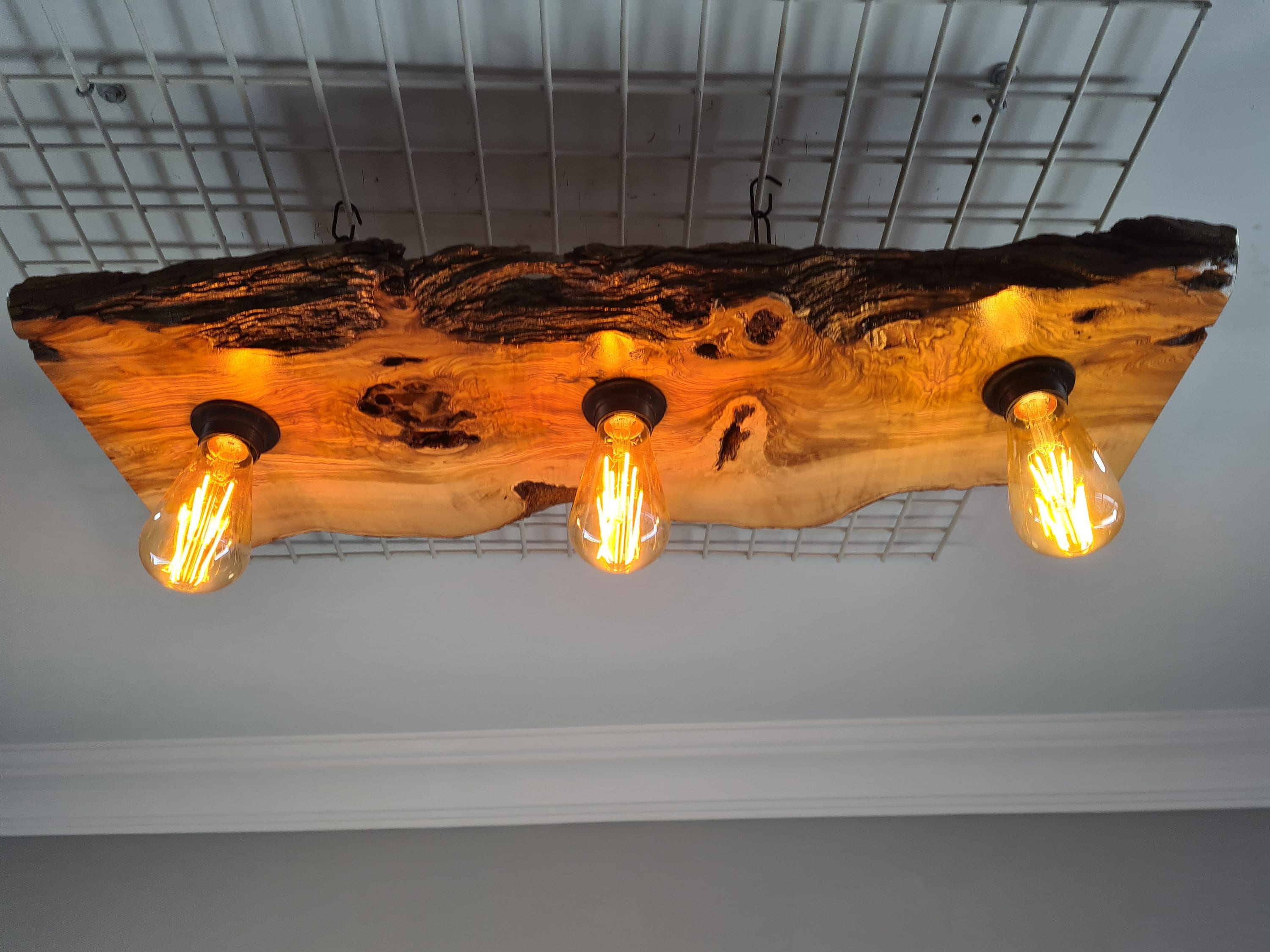 Live Edge Olive Wood Slab Pendant Chandelier, Rustic Lighting Fixture ...
