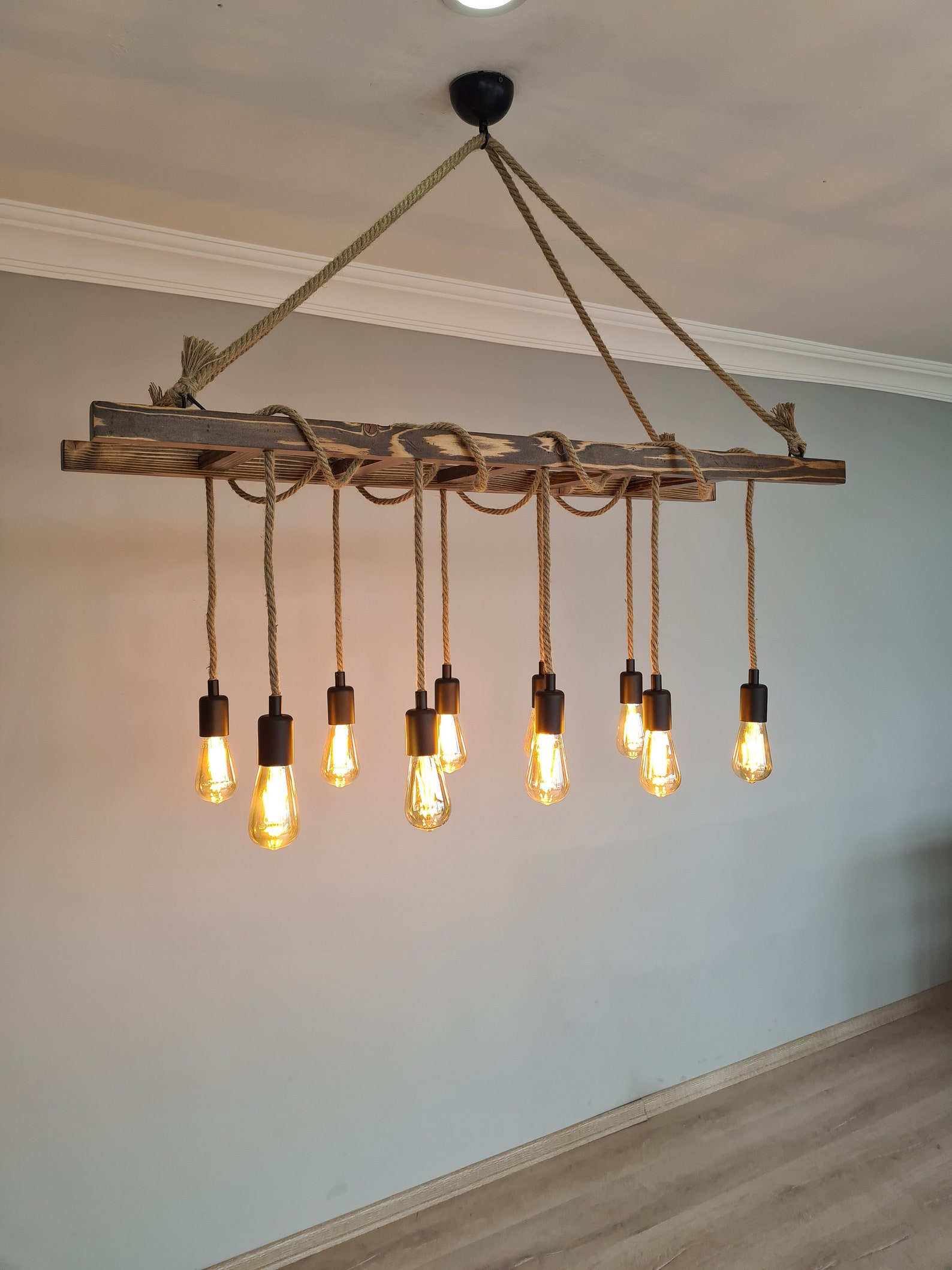 Farmhouse Wooden Ladder Pendant Chandelier Rustic Wood Light - Etsy