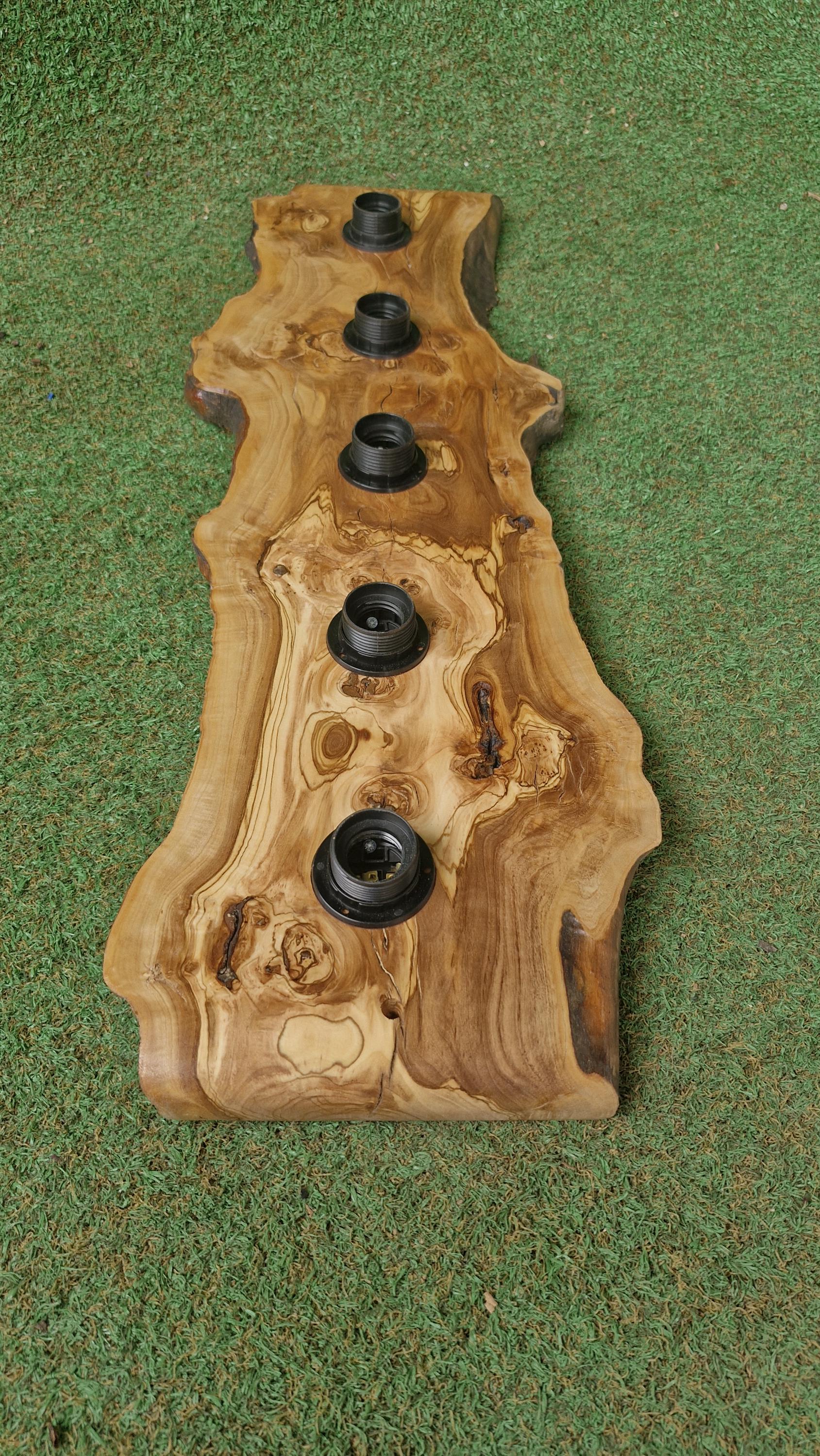 Live Edge Olive Wood Slab Pendant Chandelier, Rustic Lighting Fixture ...