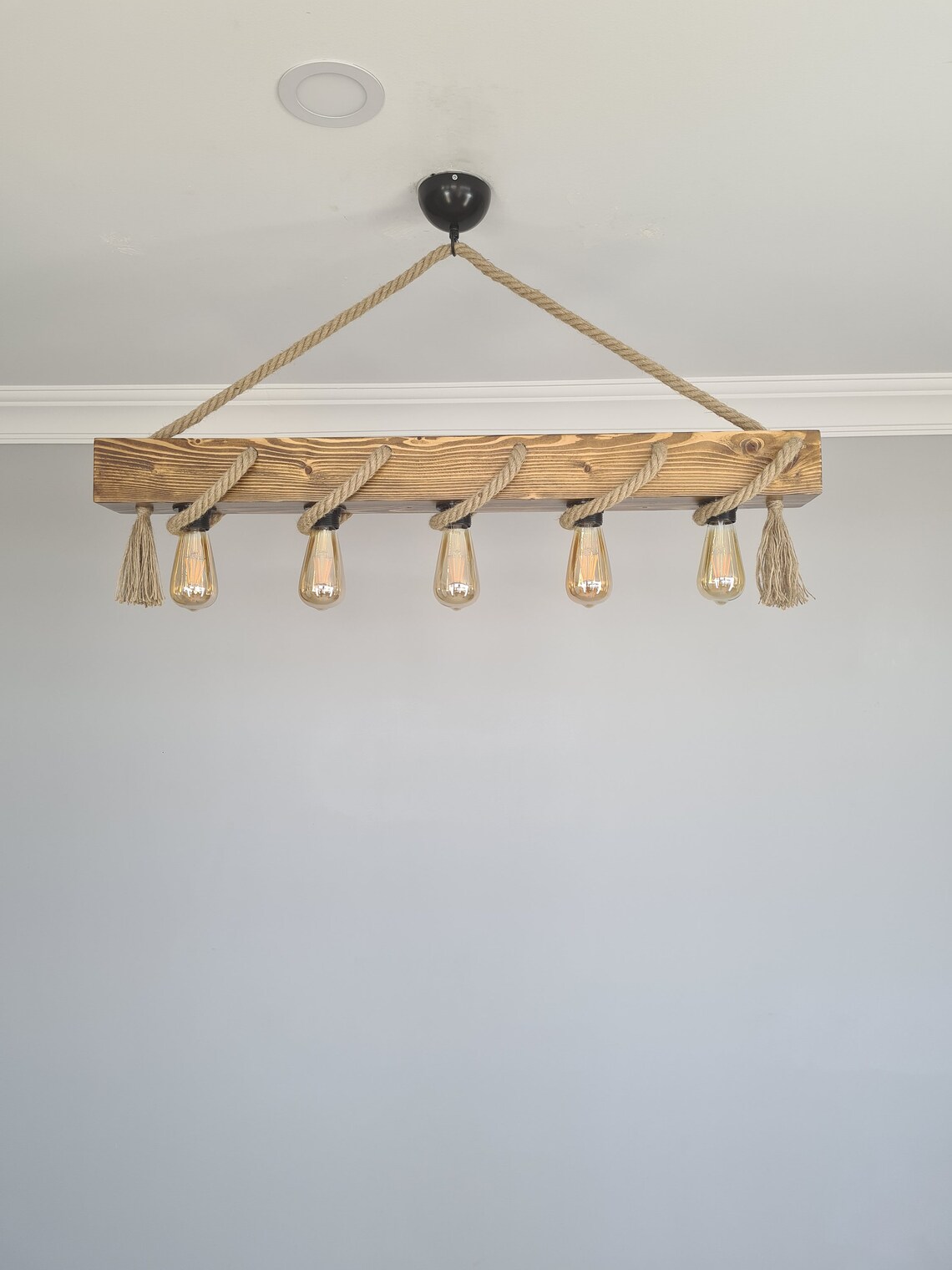 Wooden Beam Light Fixture Rustic Farmhouse Wood Chandelier - Etsy
