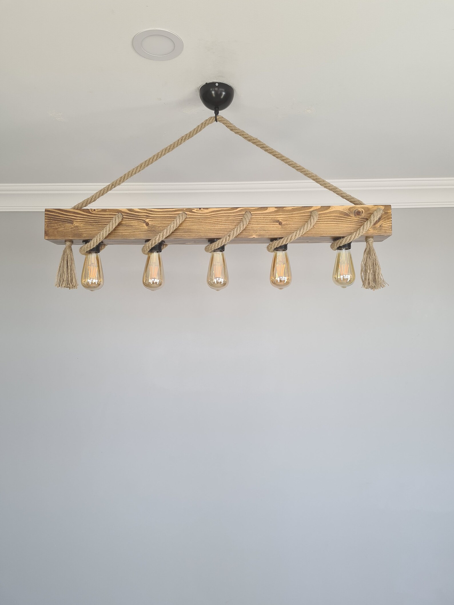 Wooden Beam Light Fixture Rustic Farmhouse Wood Chandelier - Etsy
