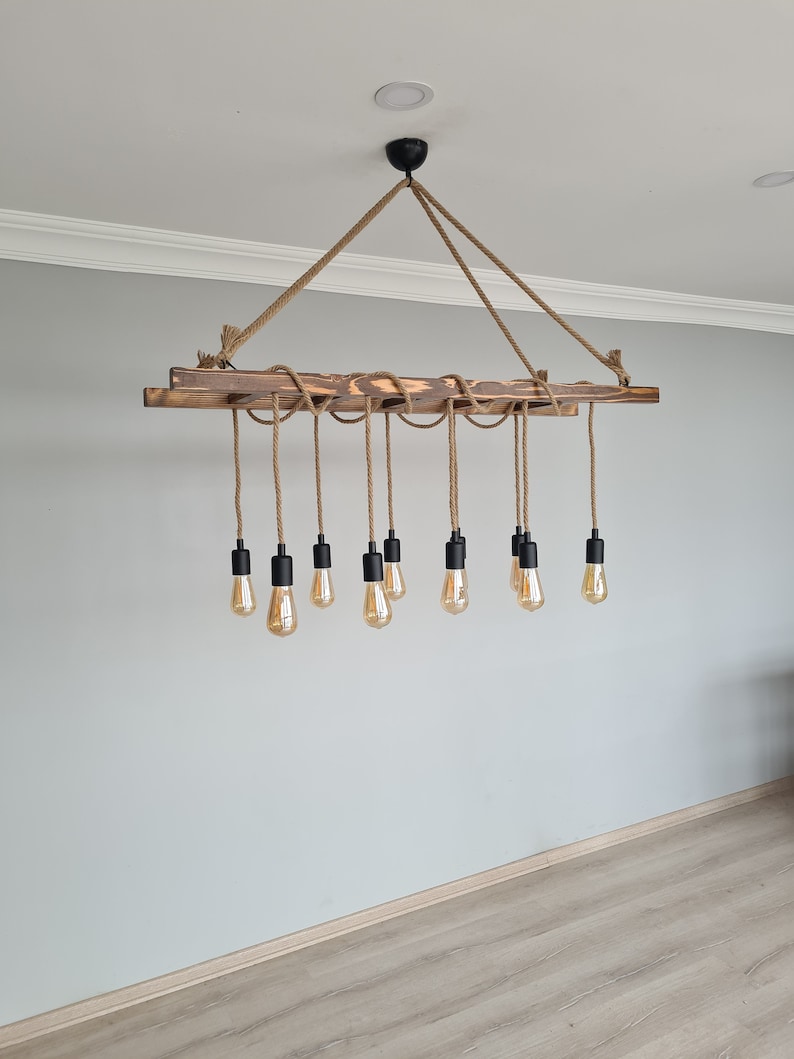 Farmhouse Wooden Ladder Pendant Chandelier Rustic Wood Light - Etsy