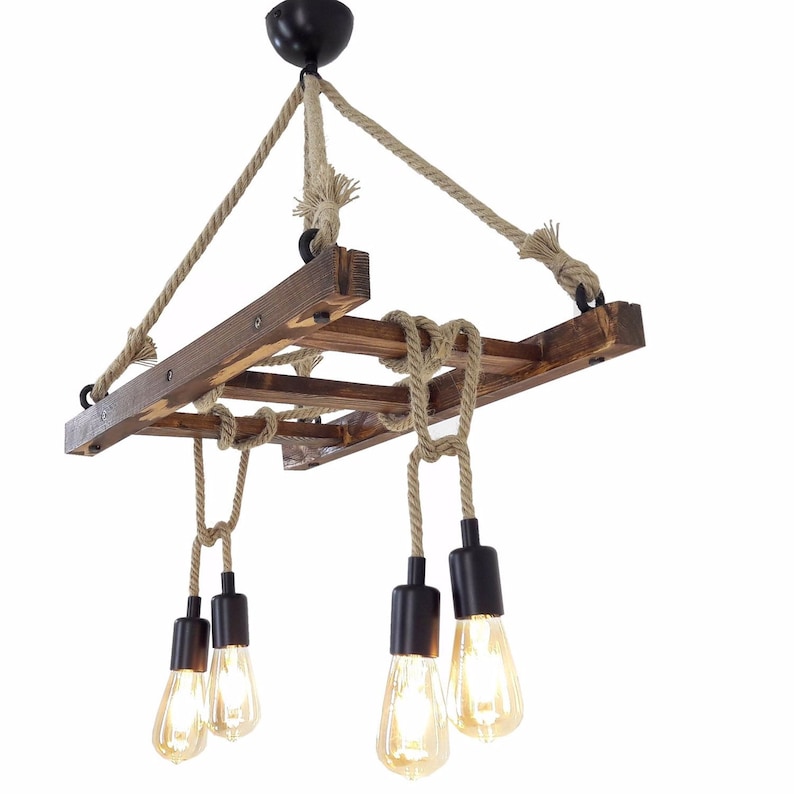 Wooden Ladder Pendant Chandelier Rustic Farmhouse Lighting - Etsy