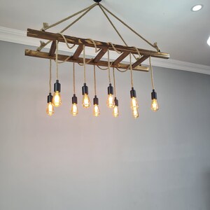 Farmhouse Wooden Ladder Pendant Chandelier Rustic Wood Light - Etsy
