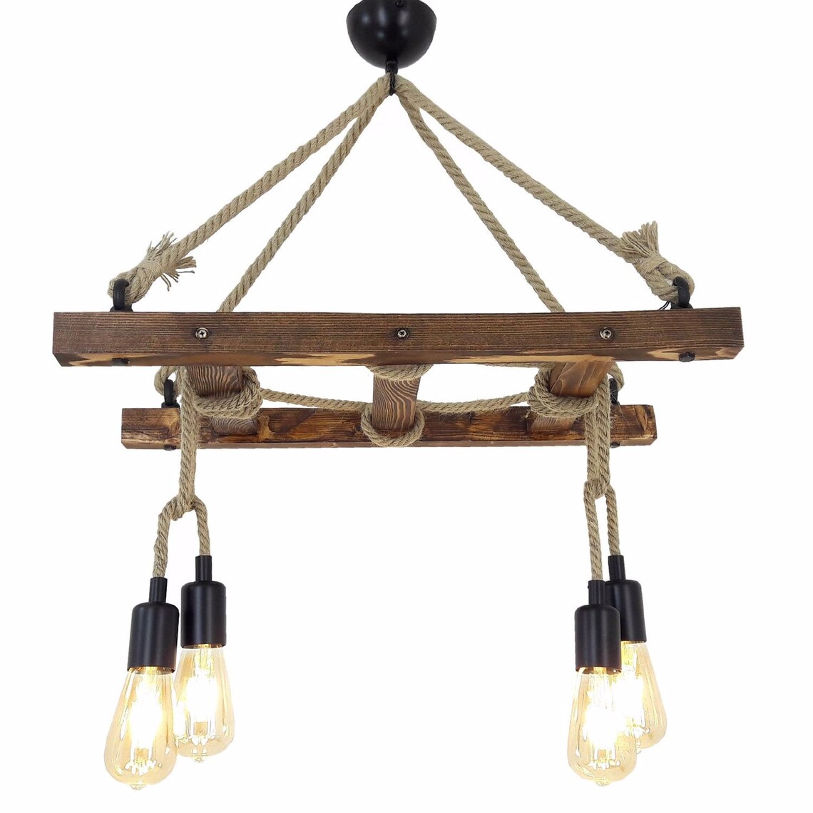 Wooden Ladder Pendant Chandelier Rustic Farmhouse Lighting - Etsy