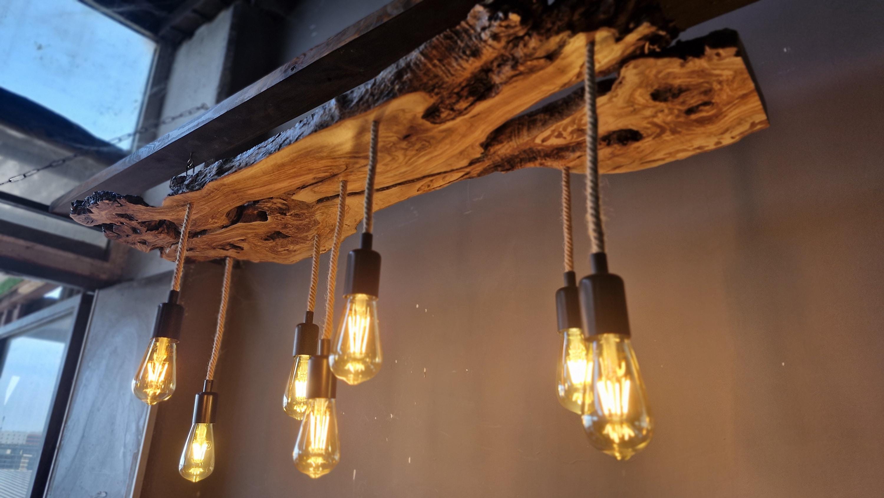 Live Edge Olive Wood Light Fixture for Kitchen Island, Rustic Unique ...