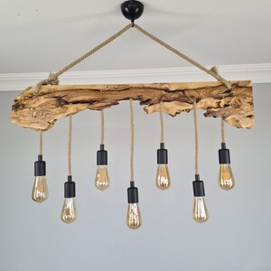 Live Edge Olive Wood Pendant Chandelier for Dining Room, Rustic ...