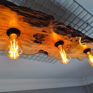 Live Edge Olive Wood Slab Pendant Chandelier, Rustic Lighting Fixture ...