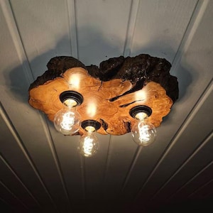 Live Edge Olive Wood Slab Pendant Chandelier, Rustic Lighting Fixture ...