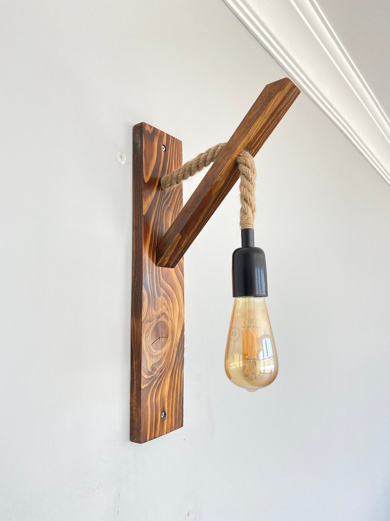 Rustic Wooden Wall Sconce Farmhouse Wall Lamp for Wall Decor | Etsy