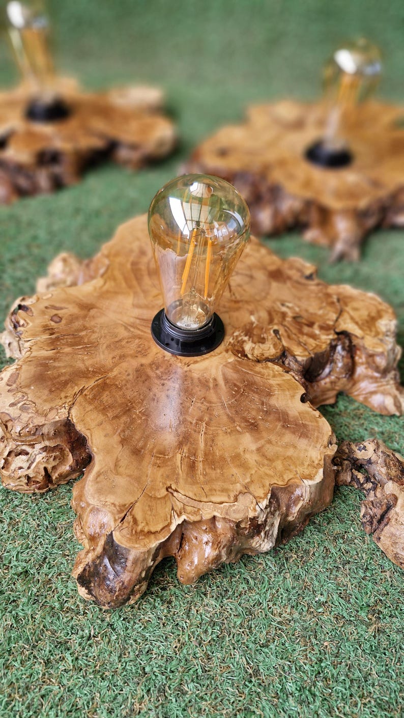 Flush Mount Live Edge Olive Wood Slab Pendant Chandelier, Rustic ...