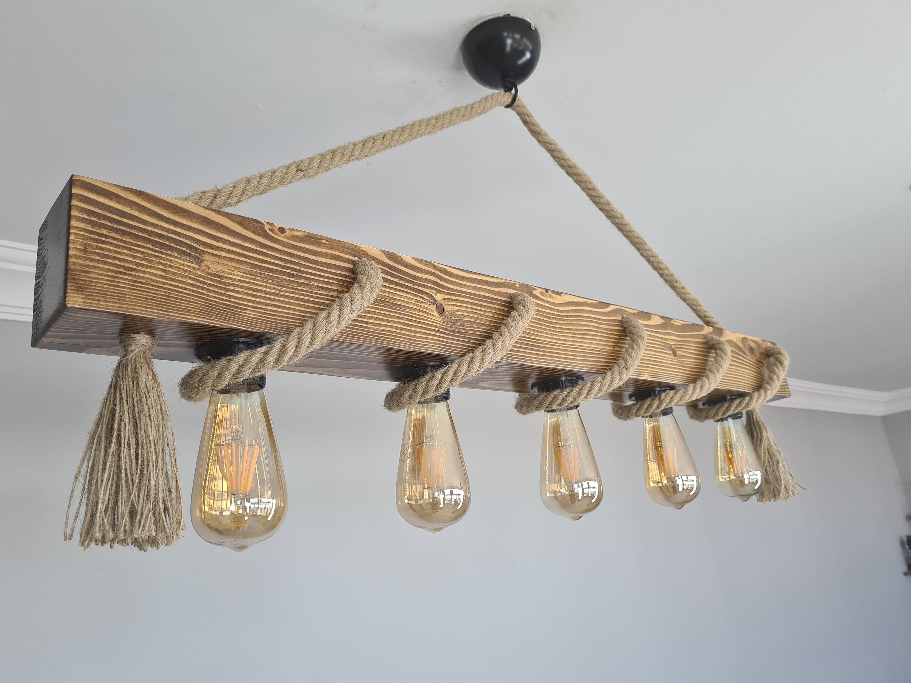 Wooden Beam Light Fixture Rustic Farmhouse Wood Chandelier - Etsy