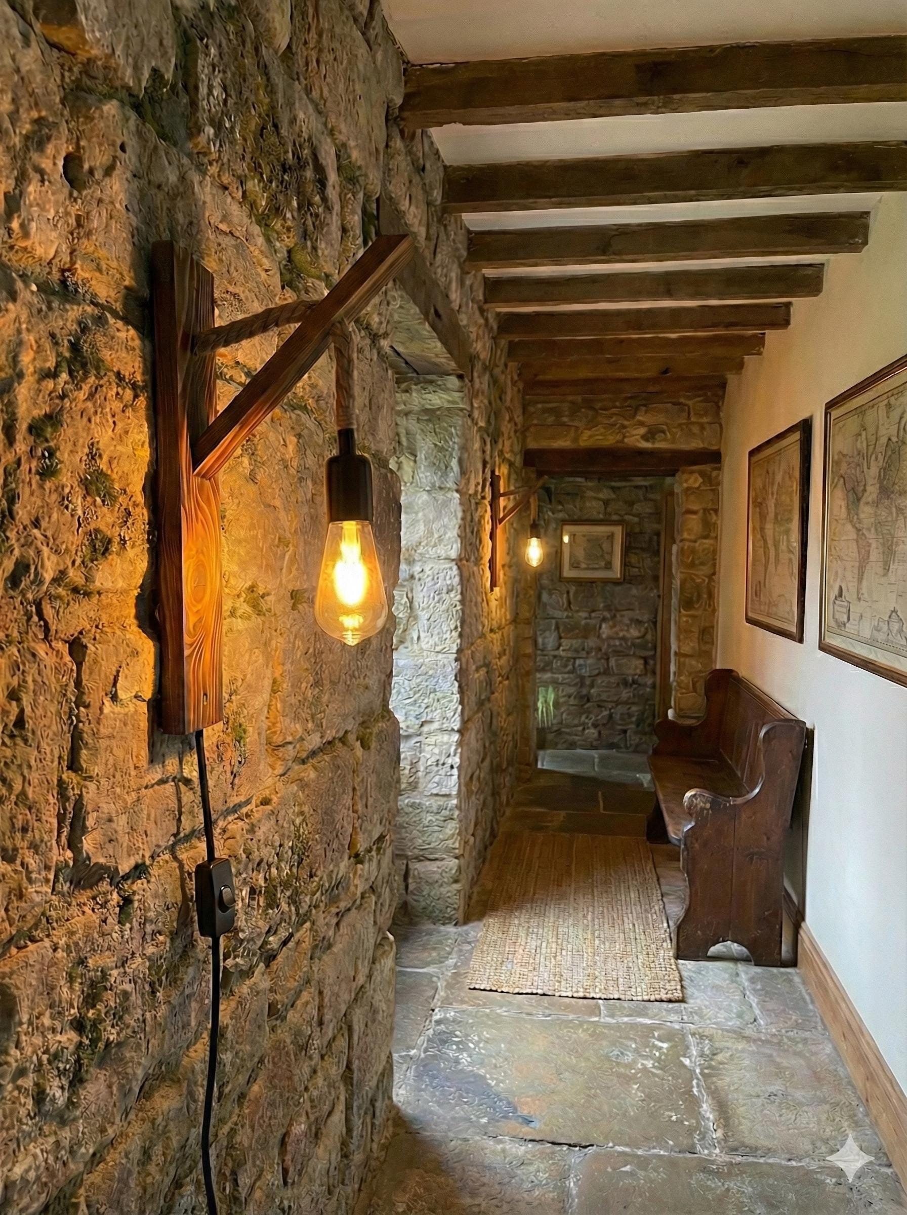 Rustic Wooden Wall Sconce, Farmhouse Wall Lamp for Wall Decor - Etsy