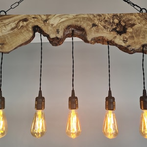 Olive Wood Lighting Fixture for Dining Table, Farmhouse Chandelier for ...