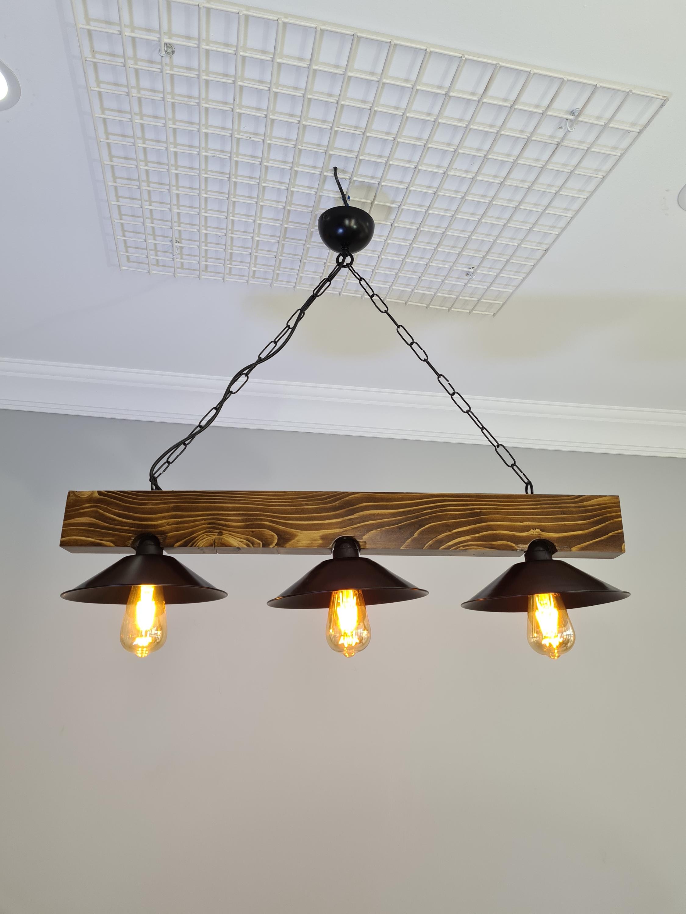 Rustic Wooden Light Fixture for Dining Table, Farmhouse Chandelier for ...