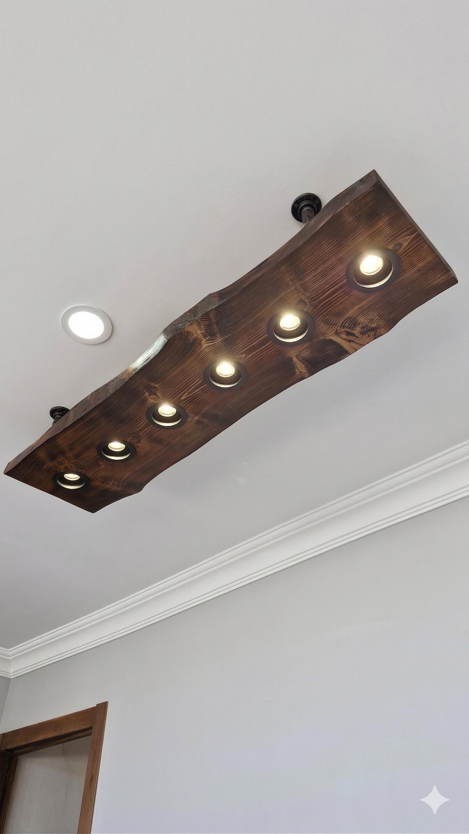 Live Edge Wooden Rustic LED Light Fixture for Kitchen Island, Farmhouse ...