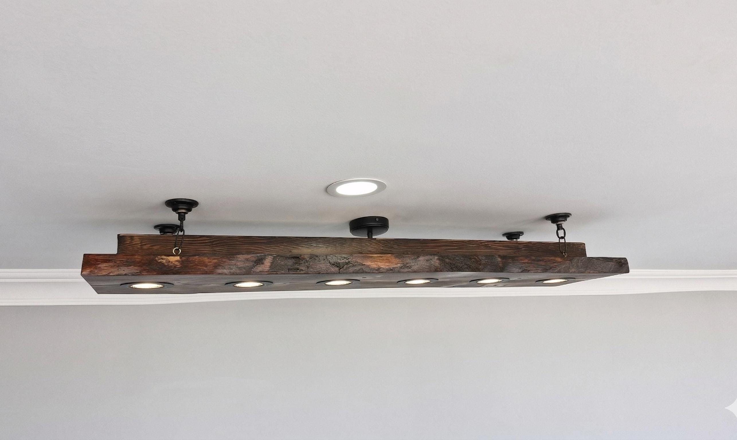 Live Edge Wooden Rustic LED Light Fixture for Kitchen Island, Farmhouse ...