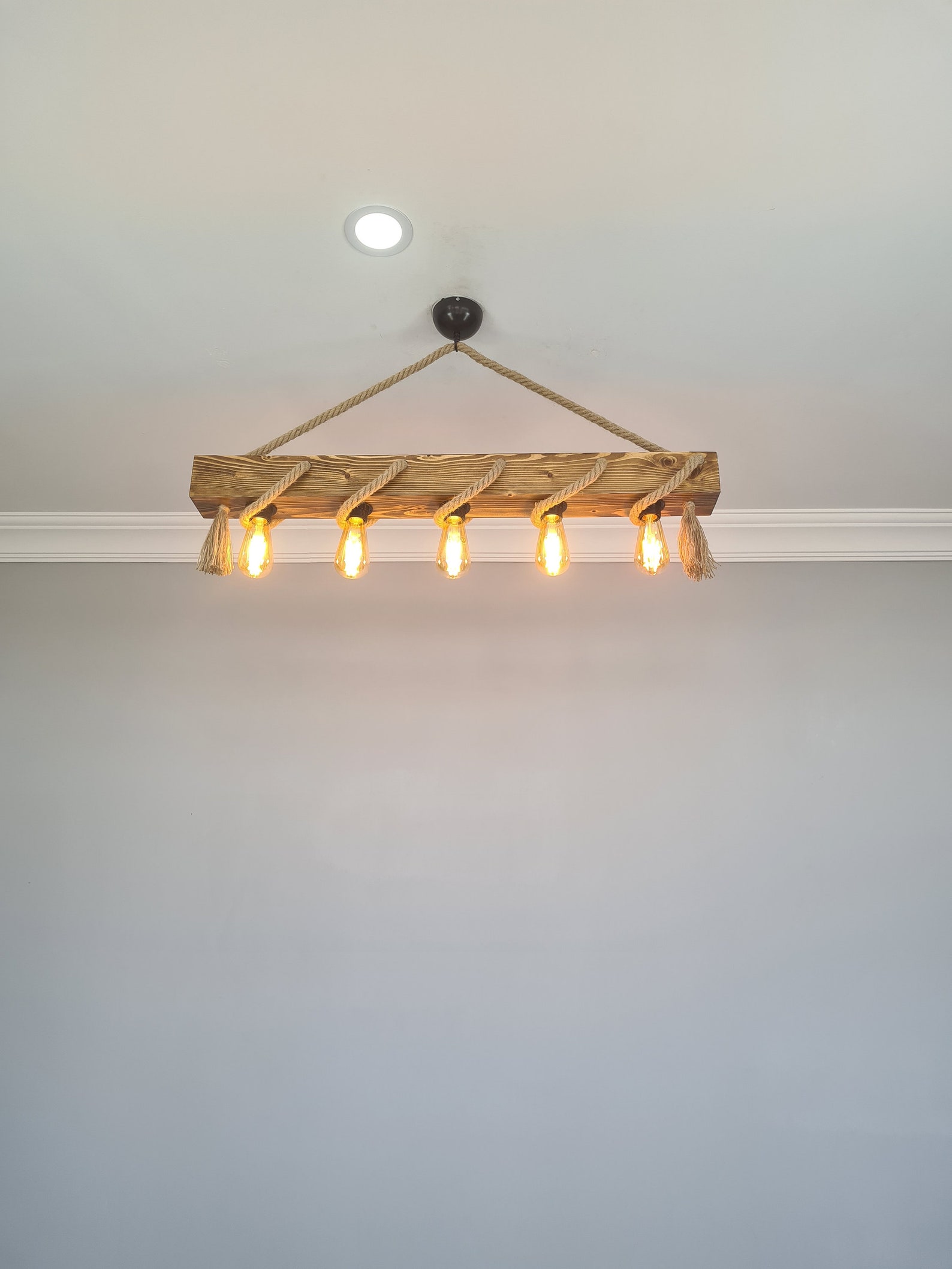 Wooden Beam Light Fixture Rustic Farmhouse Wood Chandelier - Etsy