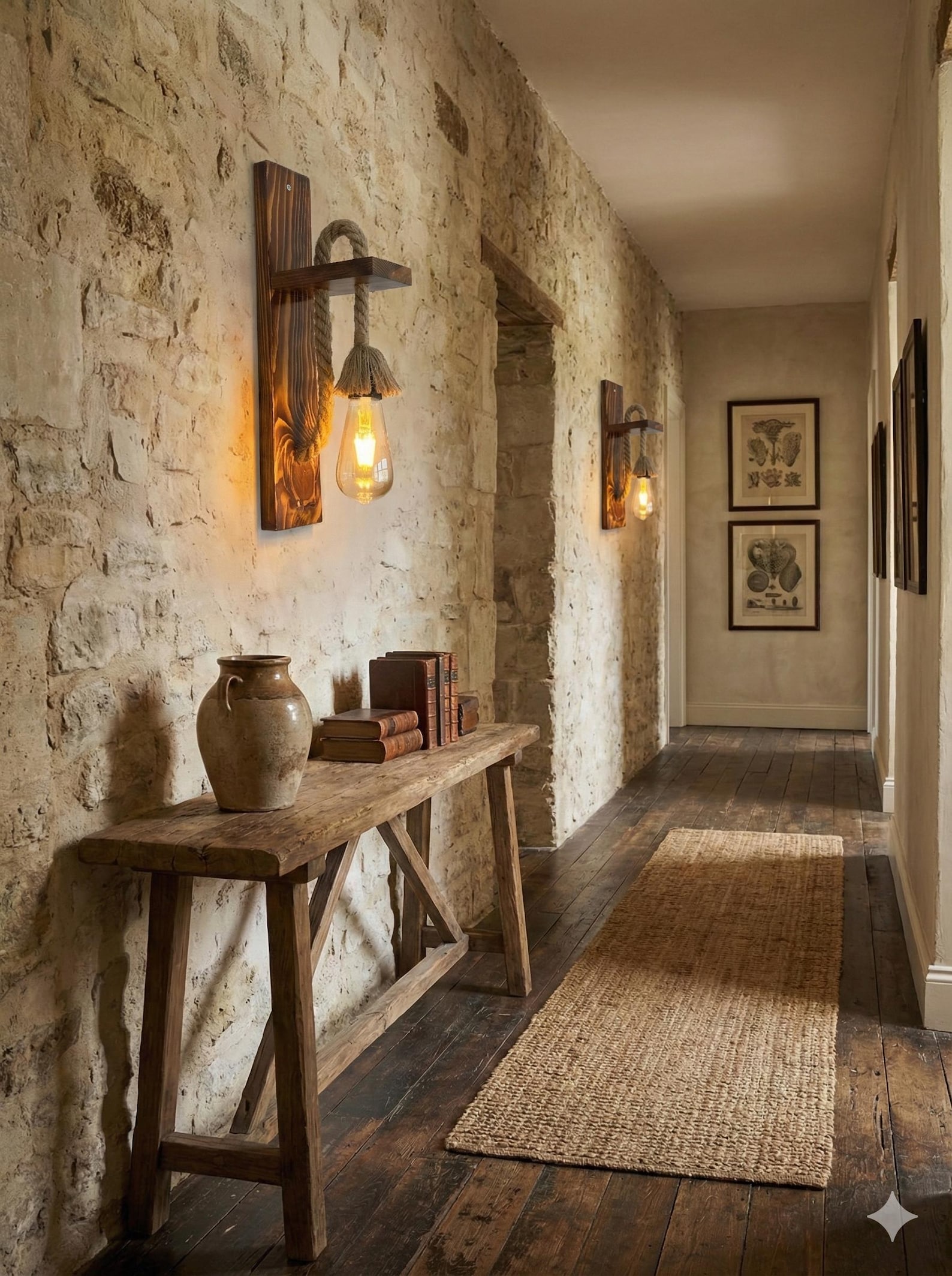 Rustic Wooden Wall Lamp for Hallway, Farmhouse Wall Light for Entryway ...