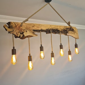 Olive Wood Rustic Light Fixture, Farmhouse Wooden Live Edge Chandelier ...