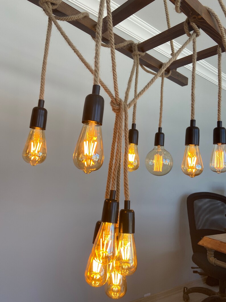 Wooden Ladder Pendant Chandelier Rustic Farmhouse Lighting | Etsy