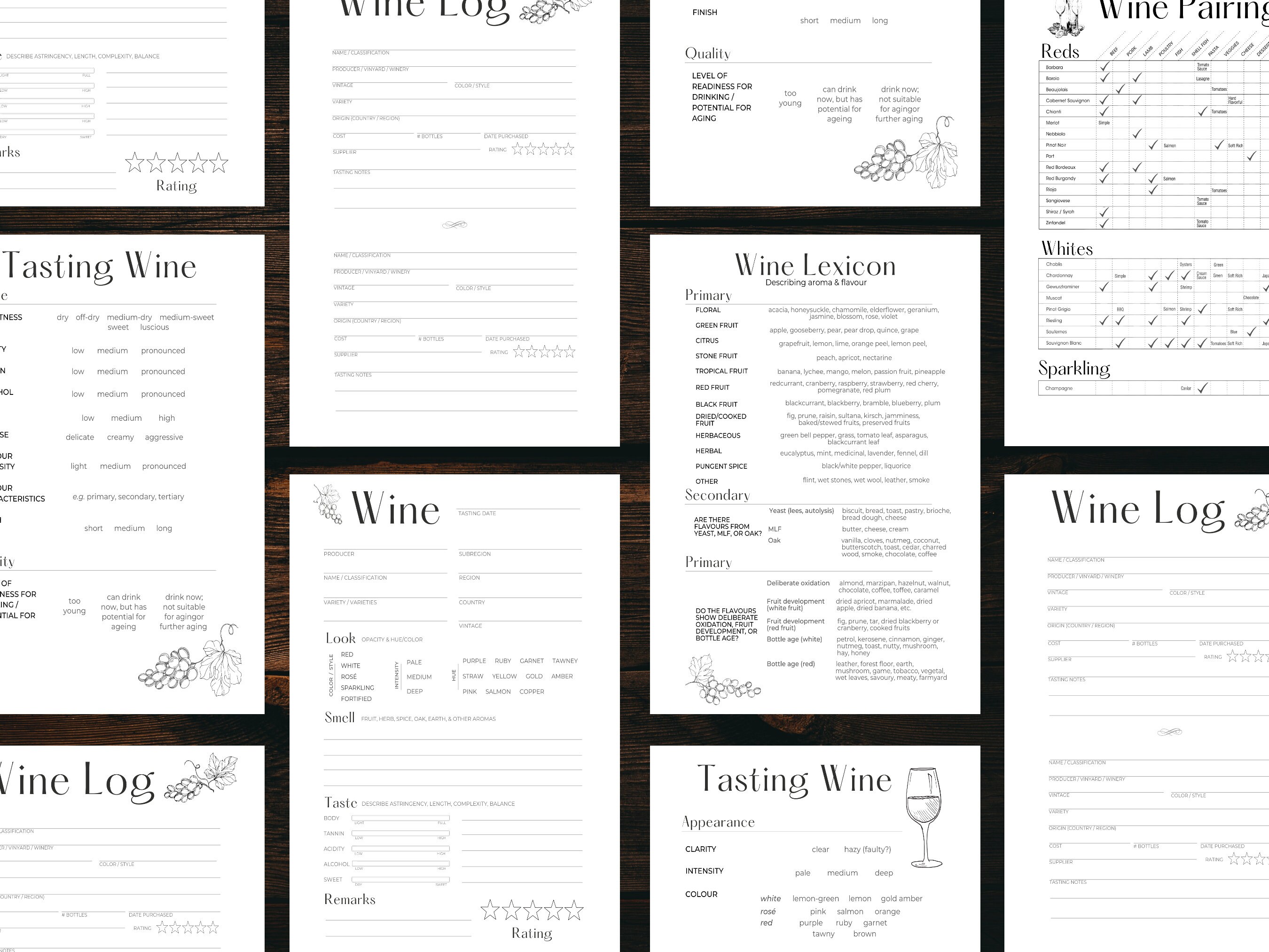 Wine Tasting Tracker and Log / Printable / Memory Tracker / - Etsy UK