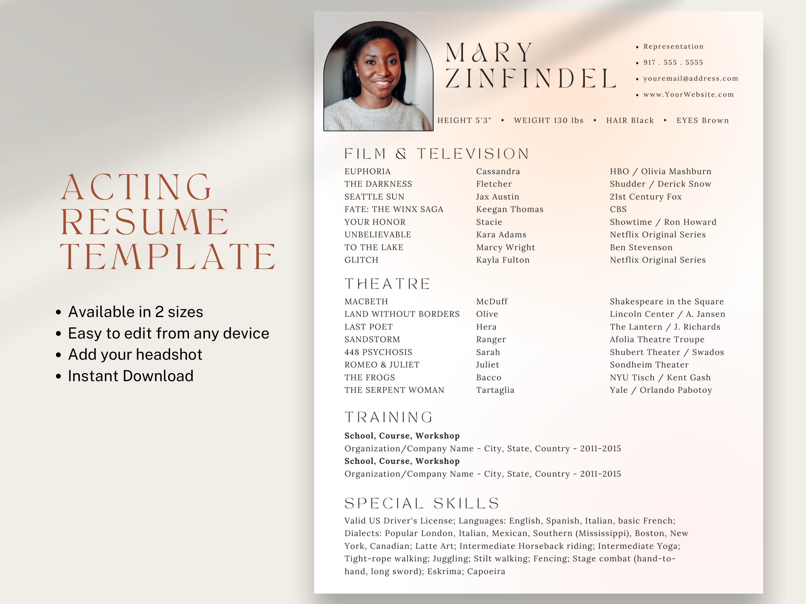 Casting Resume Sample
