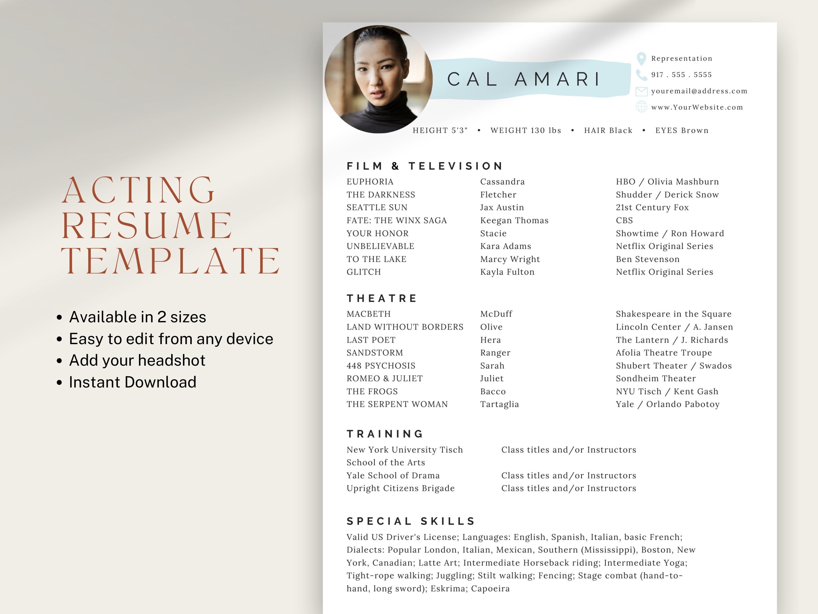 Blank Acting Resume Templates