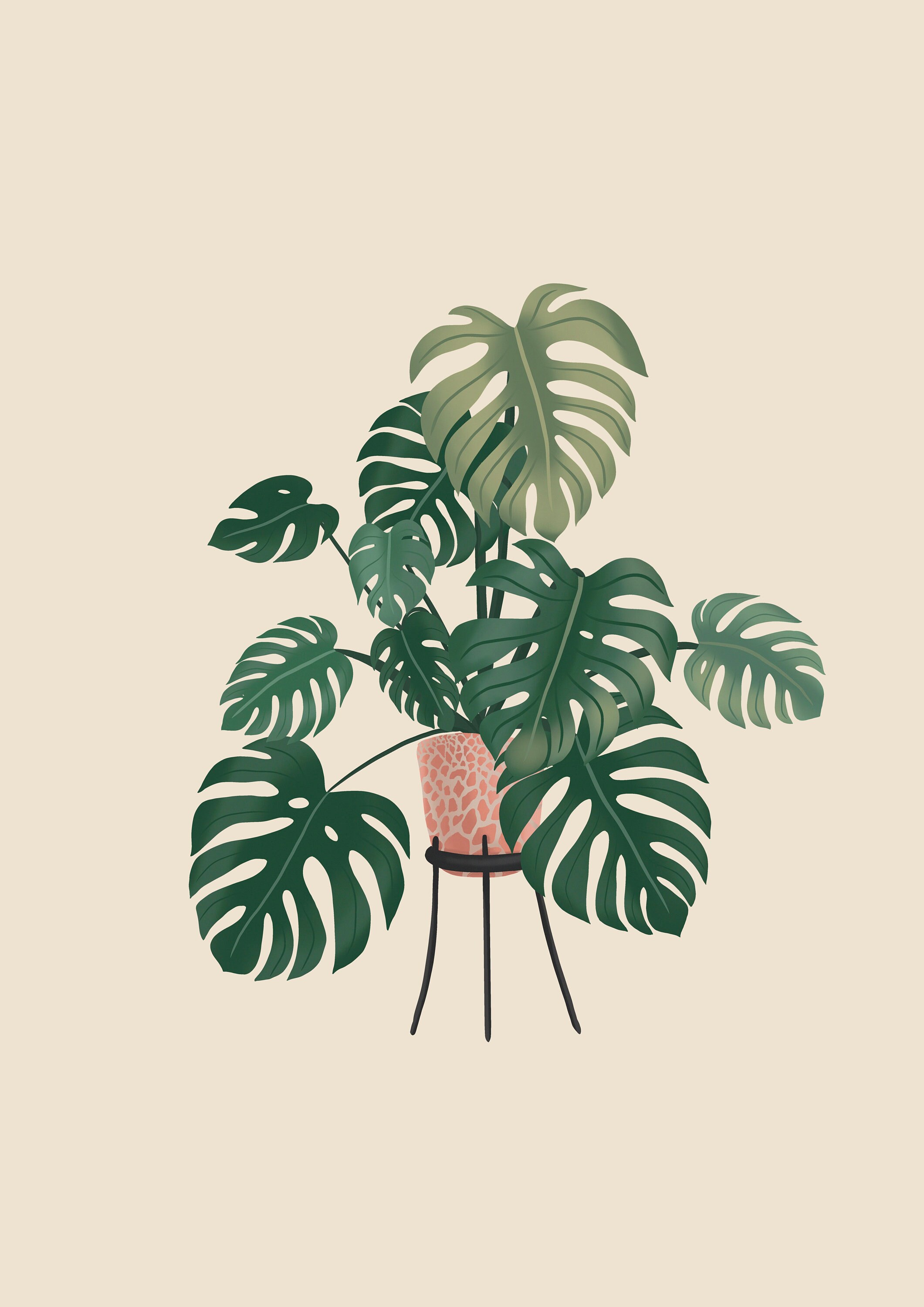 Monstera Plant Art Print - Etsy Sweden