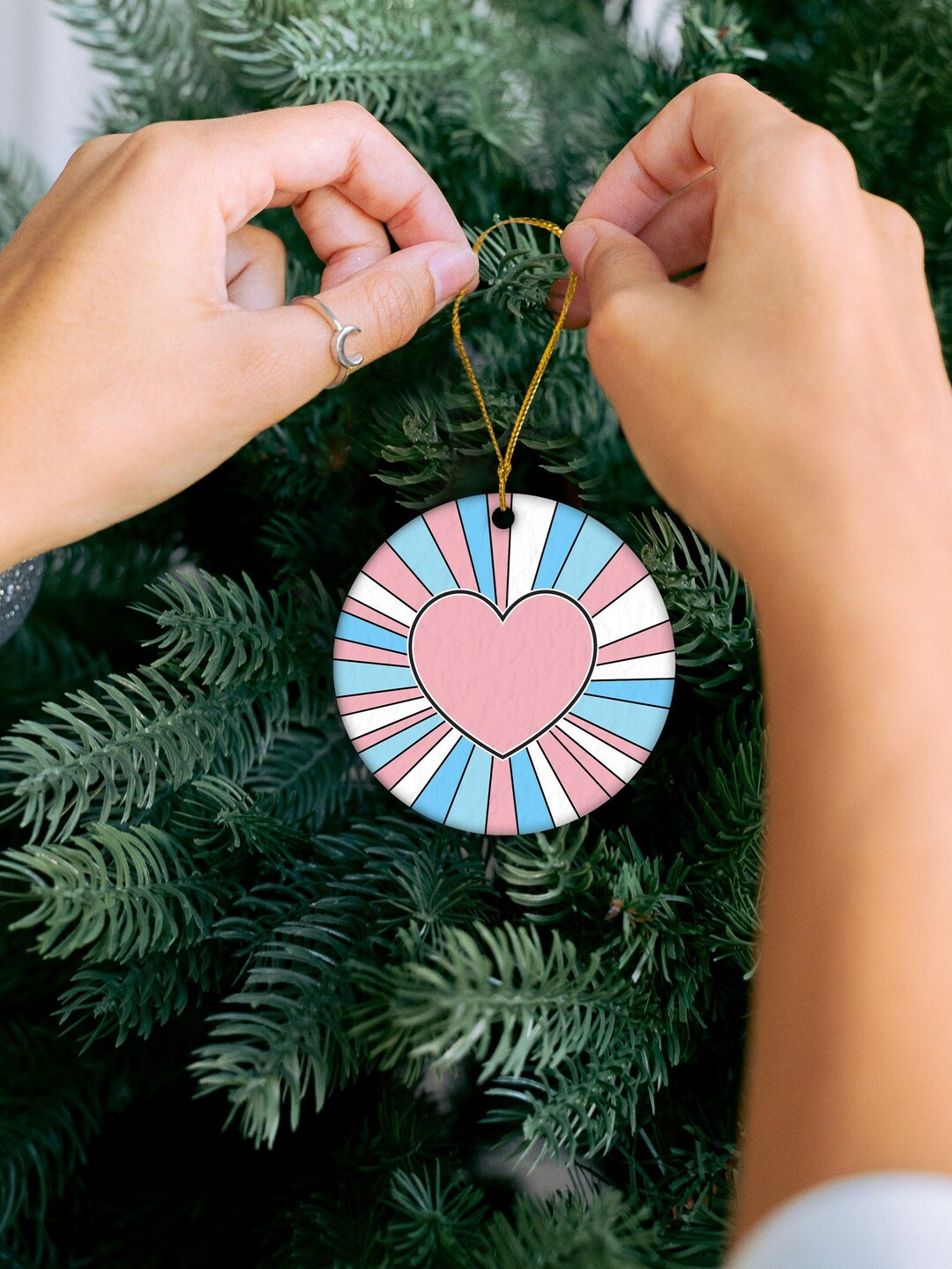 Transgender Subtle Pride Ornament Trans Heart Ornamenttrans - Etsy