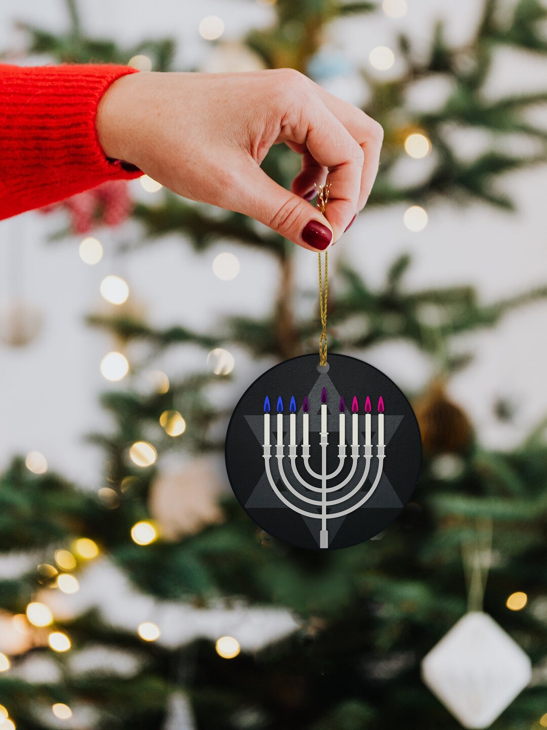 Bisexual Menorah Ornament, Subtle Bisexual Pride Ornament, Bisexual ...