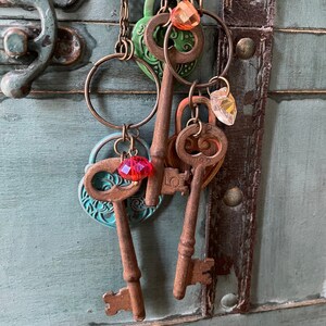 Vintage Skeleton Key With Heart Lock and Crystal Pendant, Antique ...