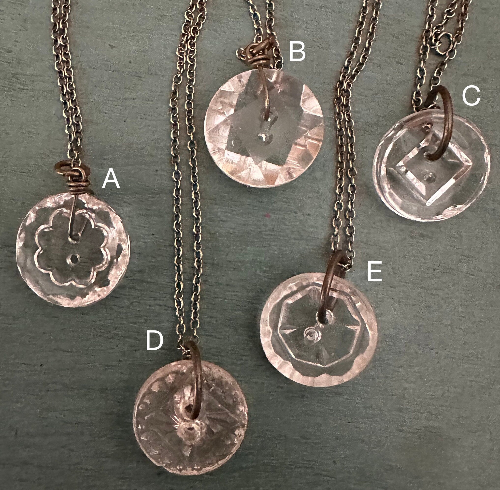 Vintage Glass Button Necklace, 1940s, 1950s, Pressed Glass Buttons, Old ...