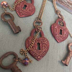 Heart Lock and Key Necklace, Skeleton Key, Vintage Jewelry, Valentine ...