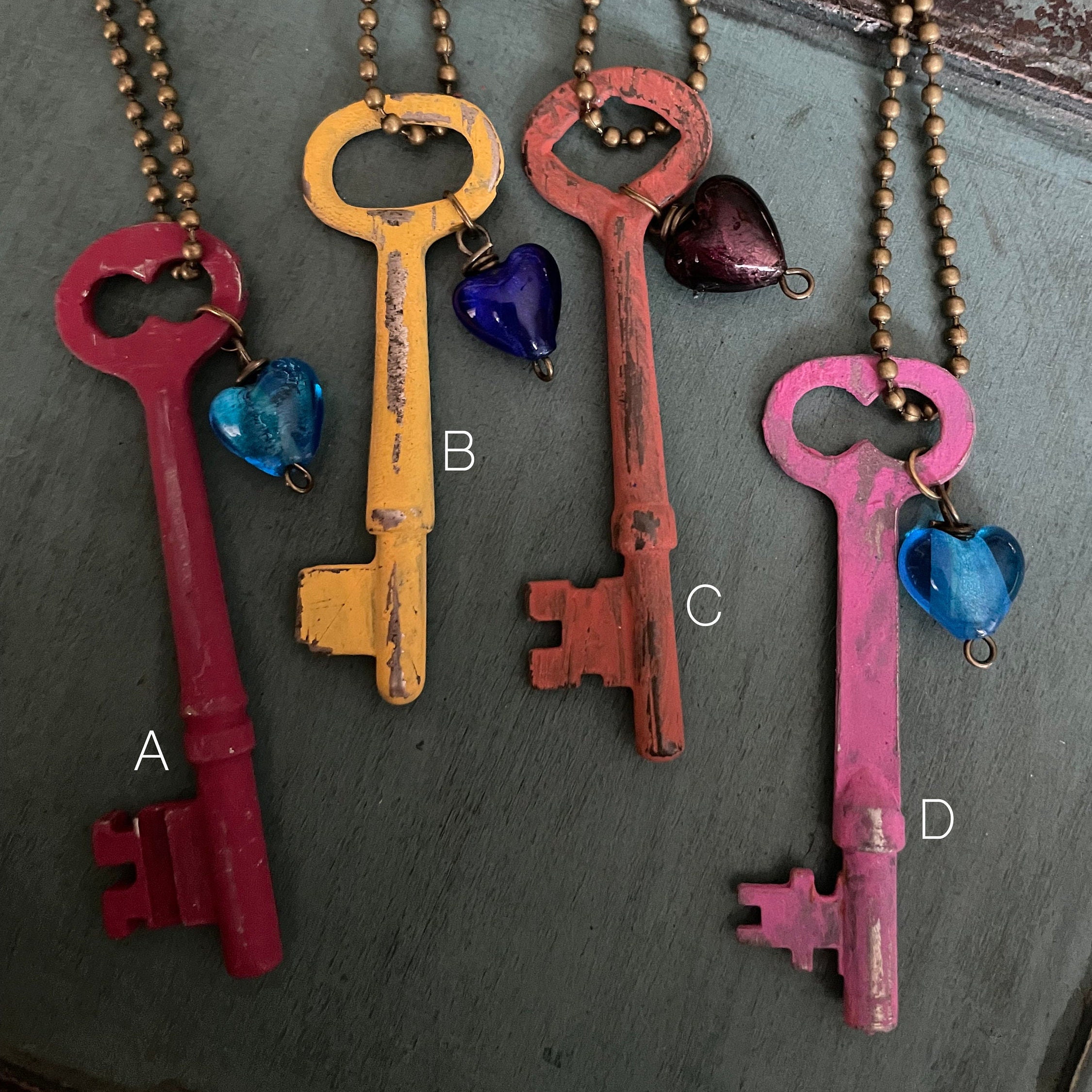 Vintage Skeleton Key Necklace, Colorful, Skeleton Key, Antique Jewelry ...