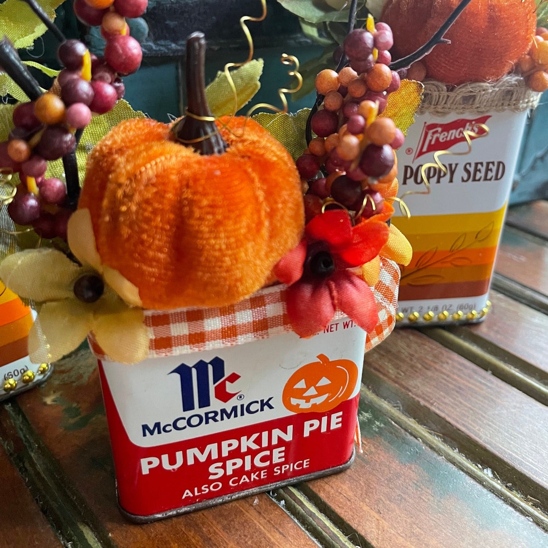 Vintage Fall Spice Tin, Seasoning Tin, Fall Decor, Pumpkin Spice, Poppy ...