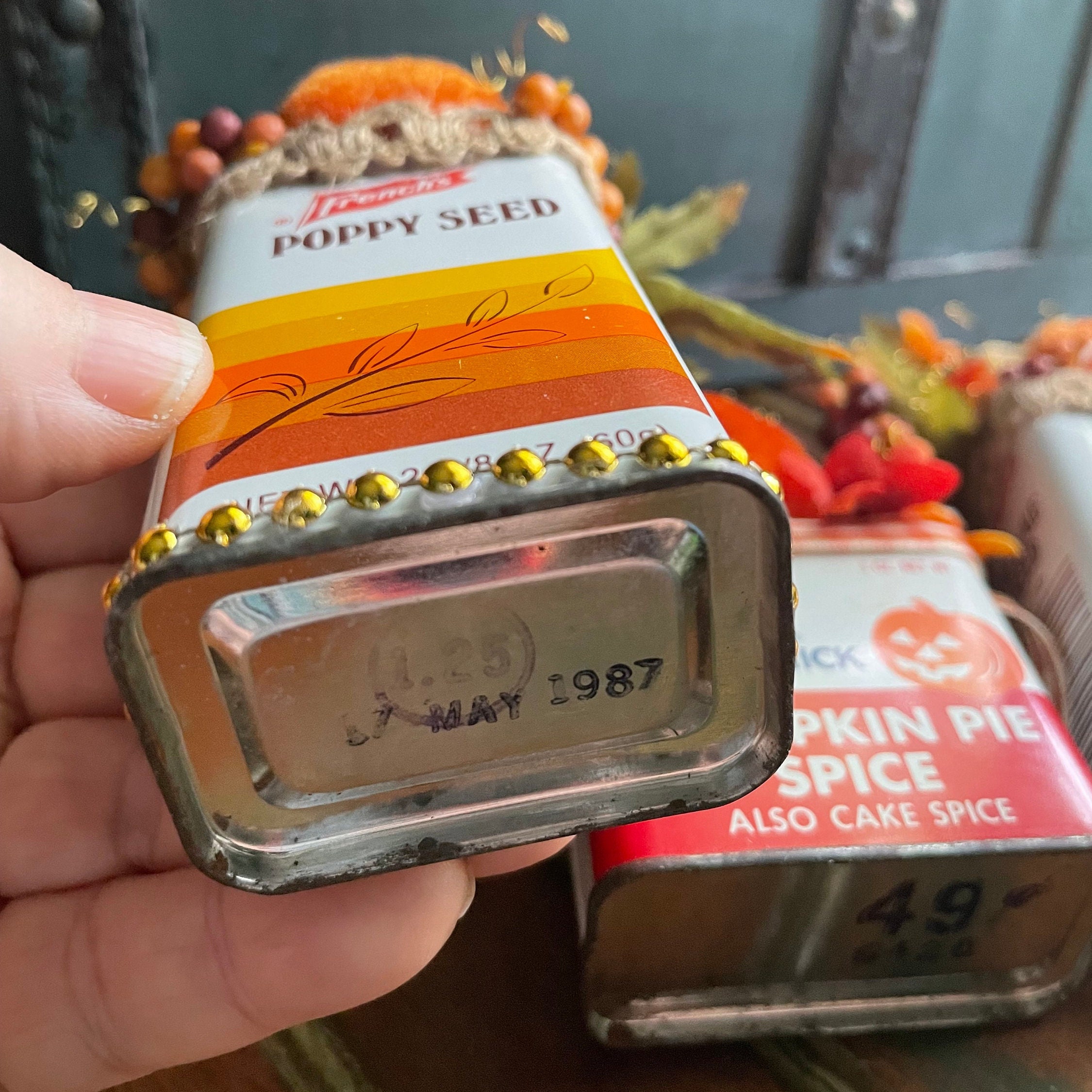 Vintage Fall Spice Tin, Seasoning Tin, Fall Decor, Pumpkin Spice, Poppy ...