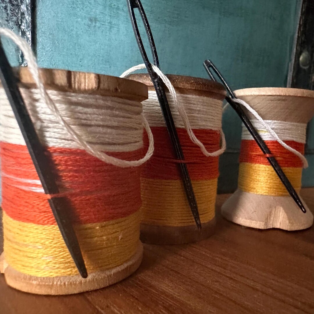 Vintage Candy Corn Wooden Spool, Fall Decor, Wooden Spools, Halloween ...