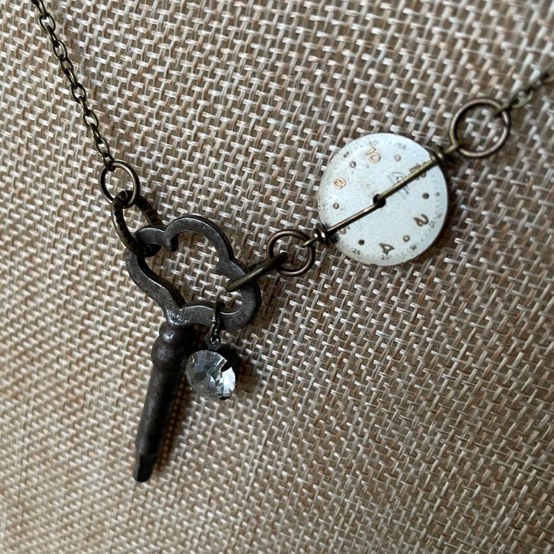 Vintage Clock Winder Key Necklace, Watch Face, Old Key, Old Clock ...