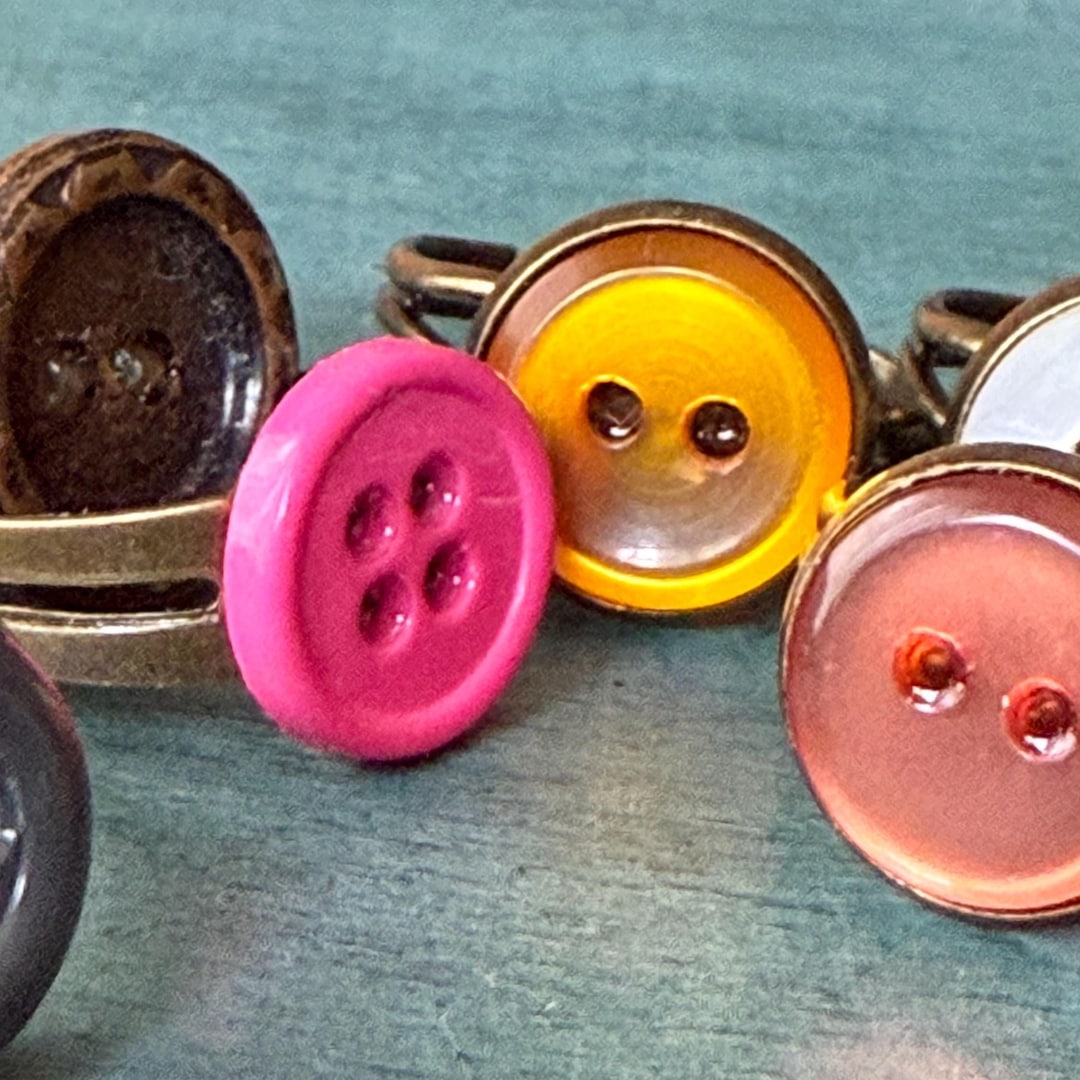 Vintage Button Adjustable Ring, Vintage Jewelry, Old Buttons ...