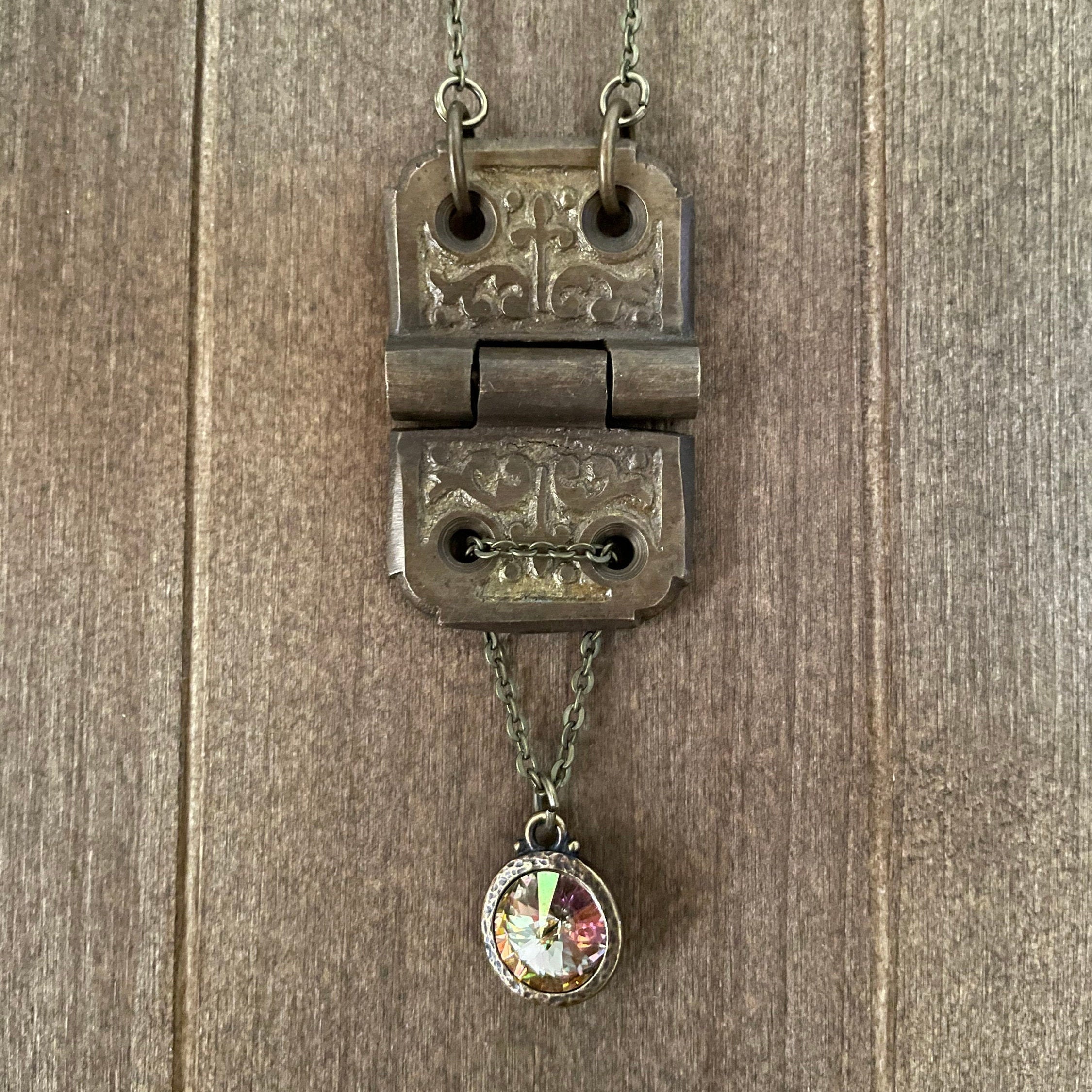 Vintage Hinge Necklace, Antique Jewelry, Chandelier Crystal, Swarovski ...