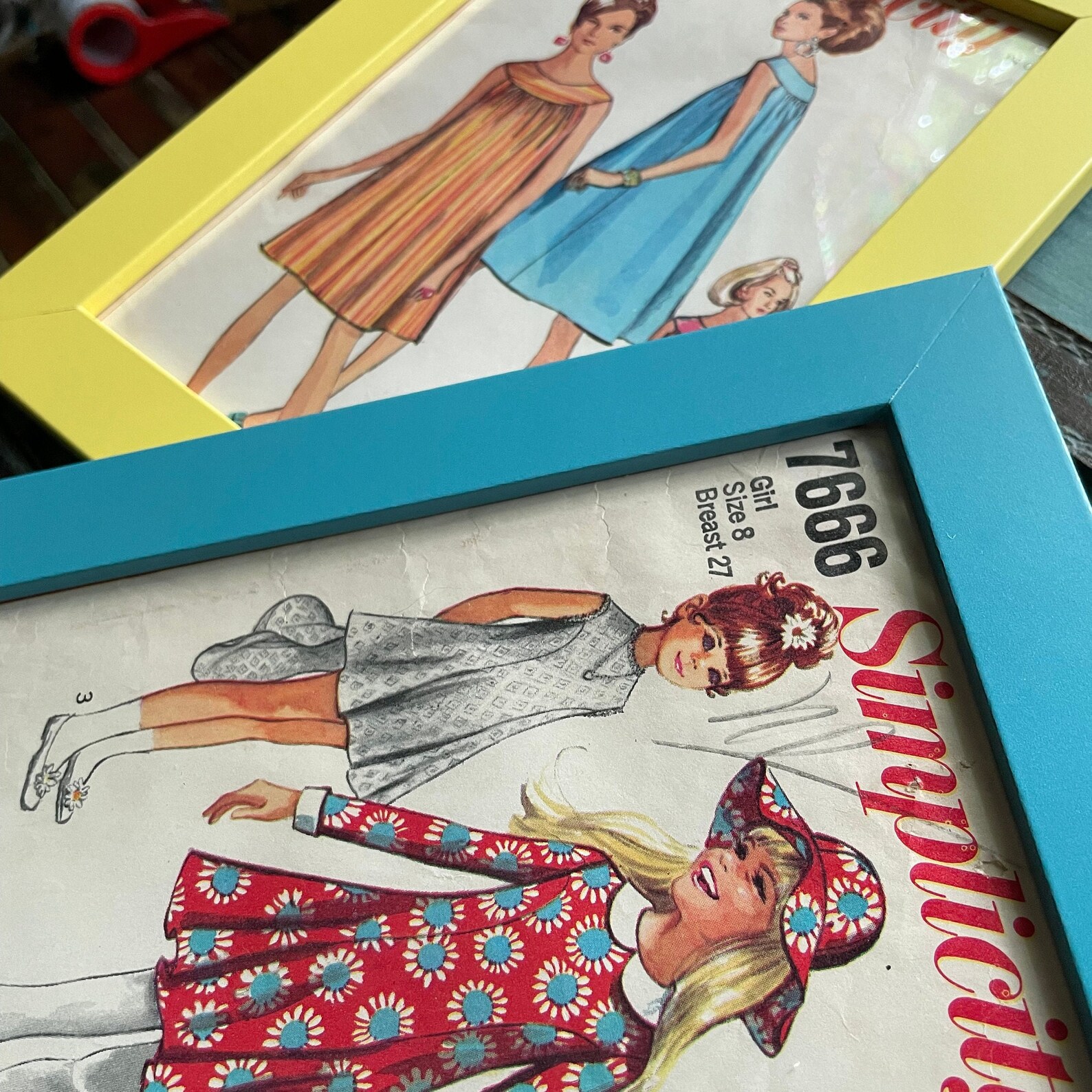 Framed Vintage Sewing Pattern Cover, Butterick, Simplicity, Advance ...