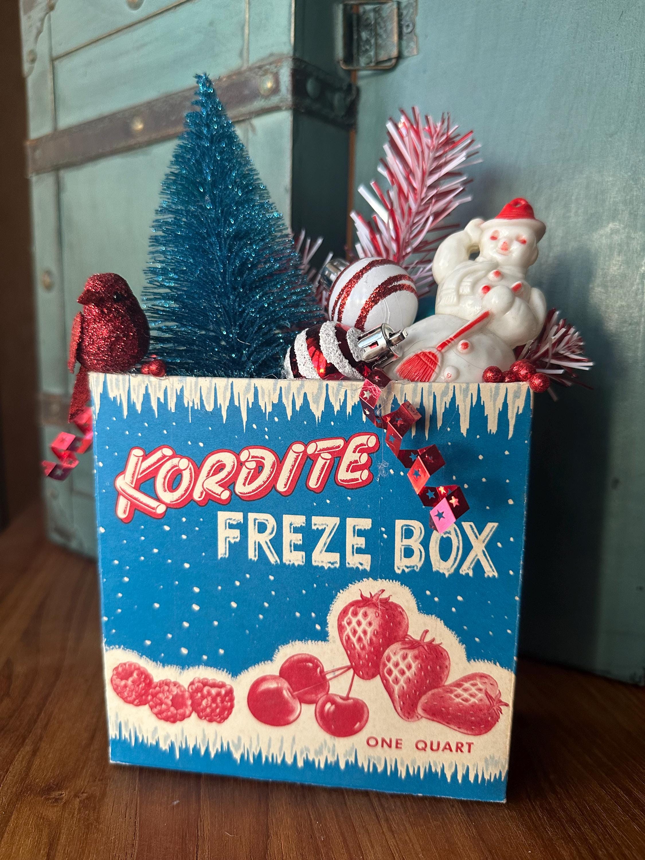 Vintage Kordite Freze Box, 1958, Retro Christmas, Repurposed, Upcycled ...